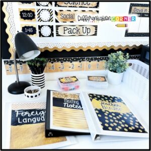 Black And Gold Classroom Theme Decor | Differentiation Corner
