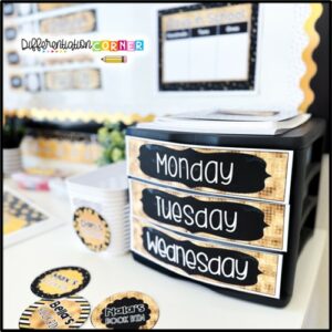Black And Gold Classroom Theme Decor | Differentiation Corner