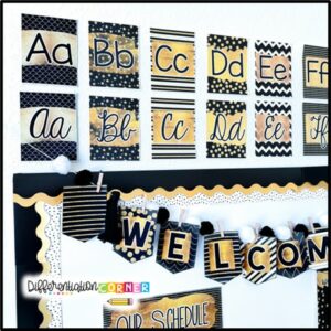 Black And Gold Classroom Theme Decor | Differentiation Corner