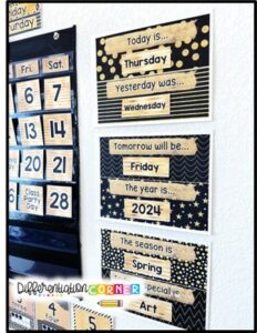 Black And Gold Classroom Theme Decor | Differentiation Corner
